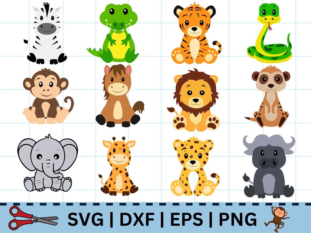 12 Safari Animals SVG Bundle Zoo Animals Svg Baby Animals - Etsy