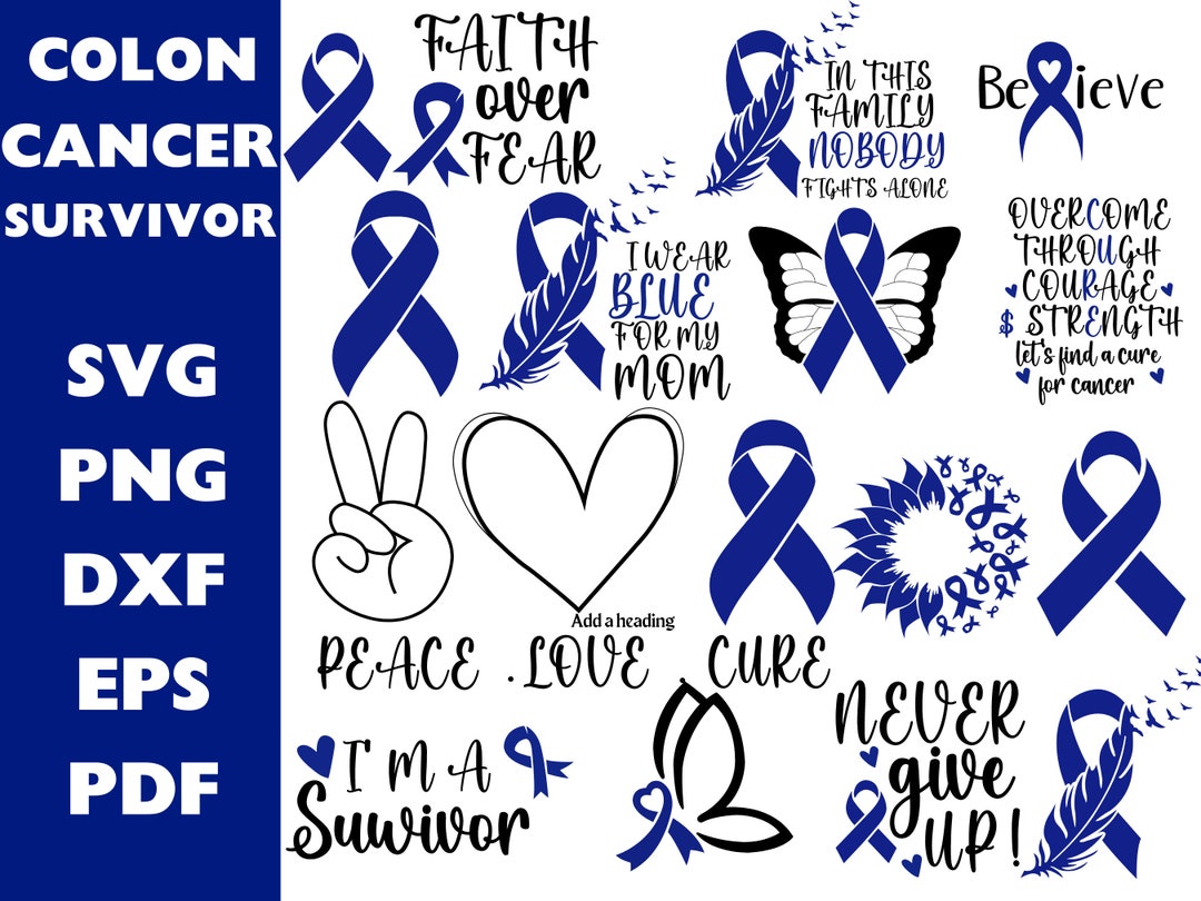 Colon Cancer Svg, Cancer Awareness, Cancer Ribbon Svg, Blue Ribbon Svg ...