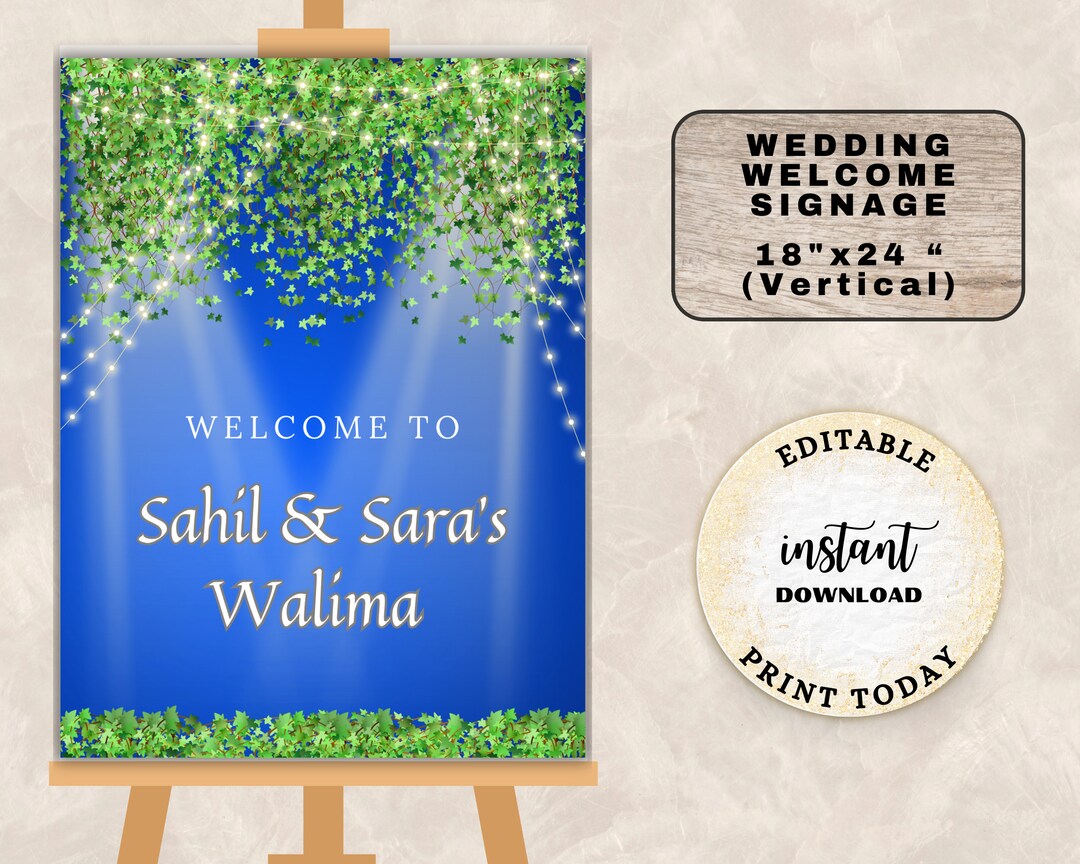 Walima Reception Welcome Sign & Walima Decor, Walima Sign as Indian ...