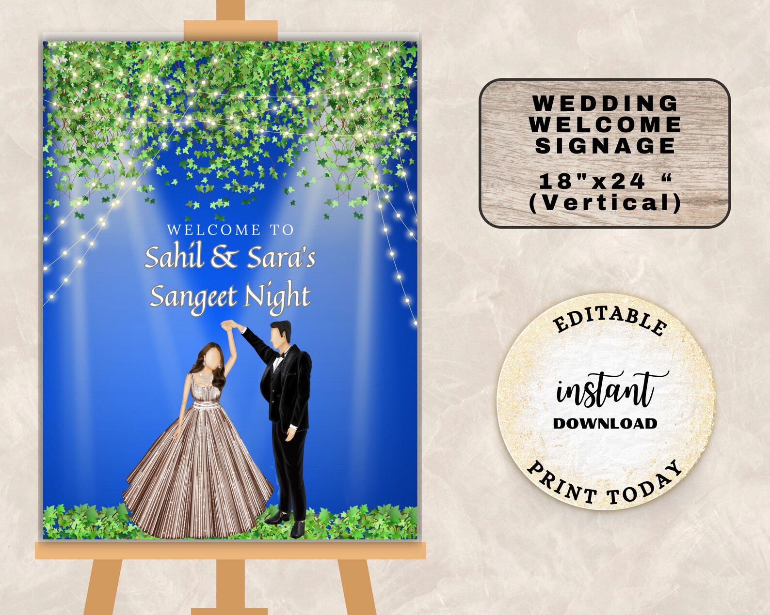Sangeet Welcome Sign & Sangeet Decor, Sangeet Sign as Indian Wedding ...