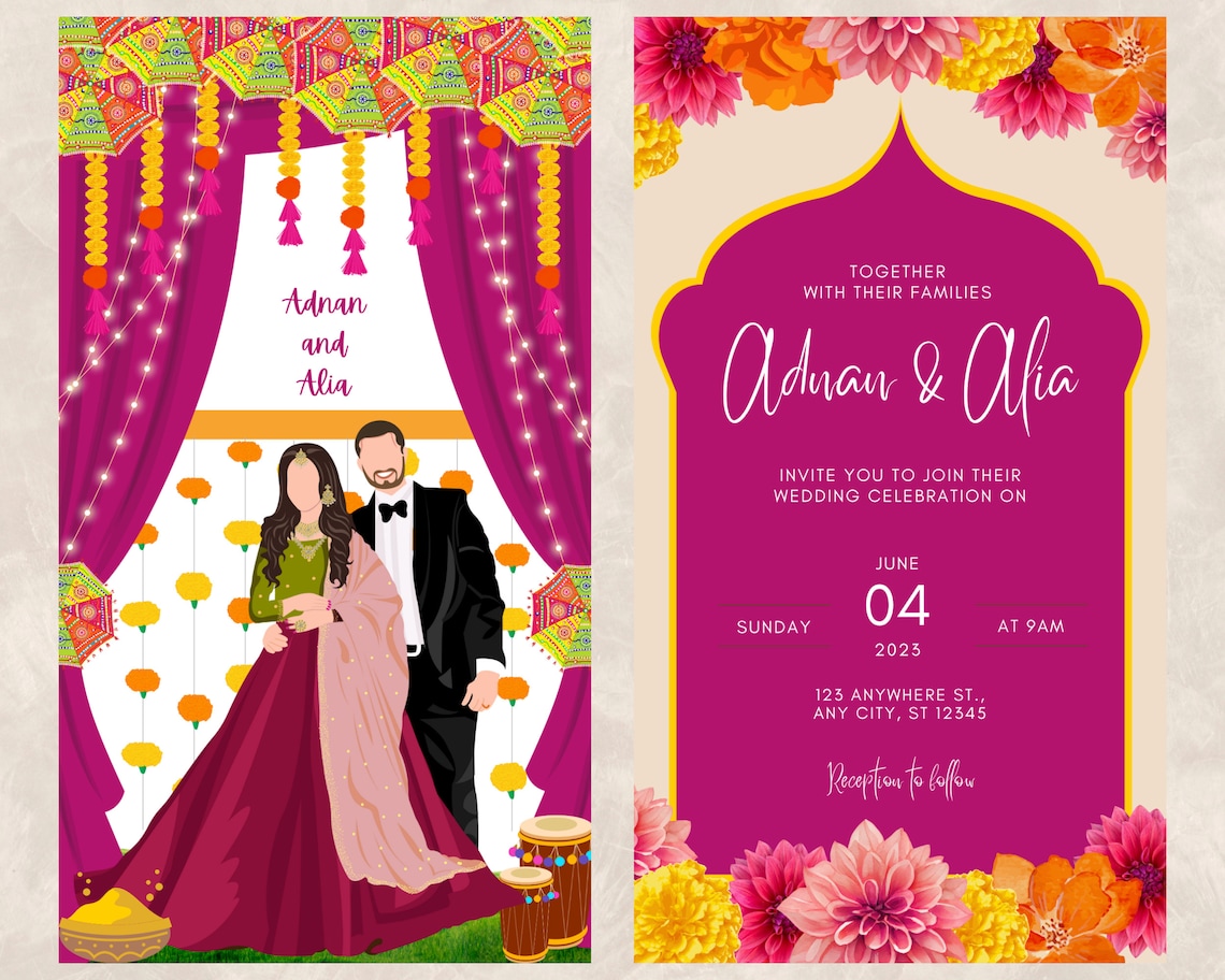 Mehndi Invitation Dholki Invitation Mayoun Invitation Indian Wedding ...