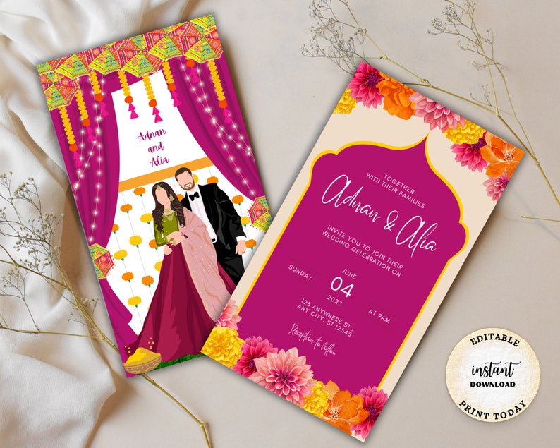Mehndi Invitation Dholki Invitation Mayoun Invitation Indian Wedding ...