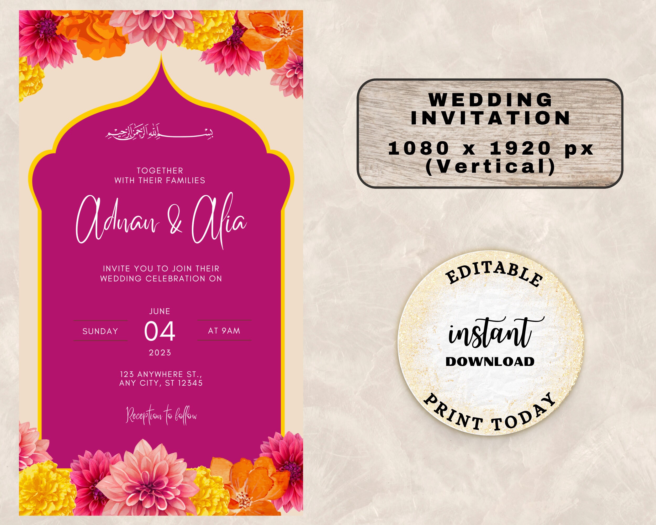 Mehndi Dholki Mayoun Mayun Mayoon Haldi Henna Night Invitation Card ...