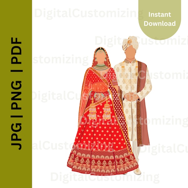 Indian Wedding Couple Clipart Etsy