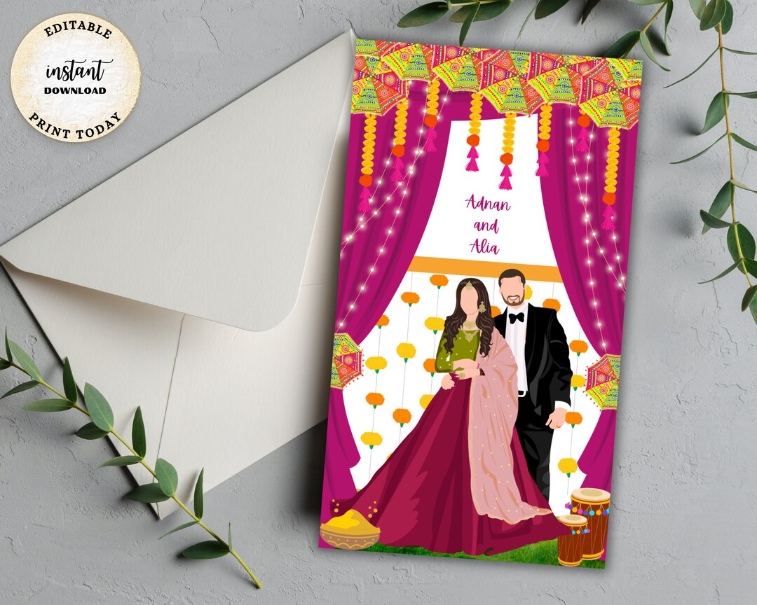 Mehndi Invitation Dholki Invitation Mayoun Invitation Indian Wedding ...