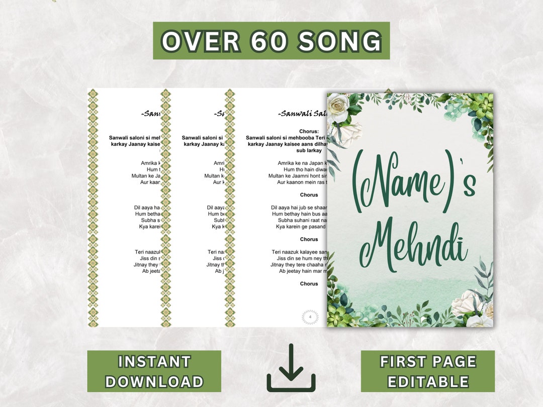 Dholki Song Book Mehndi Song Book Lyrics Sangeet Songs Dholki Mayoon ...