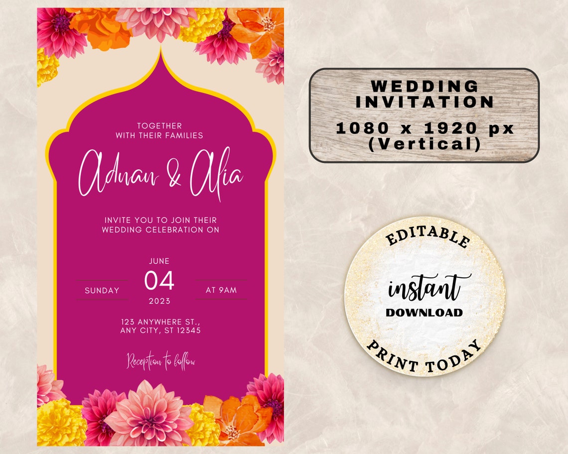 Mehndi Invitation Dholki Invitation Mayoun Invitation Indian Wedding ...