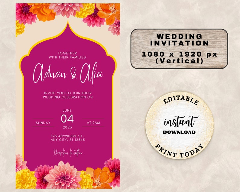 Mehndi Invitation Dholki Invitation Mayoun Invitation Indian Wedding ...