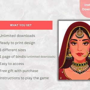 Pin the Bindi/bhindi on the Bride Poster Indian Wedding Game Bridal ...