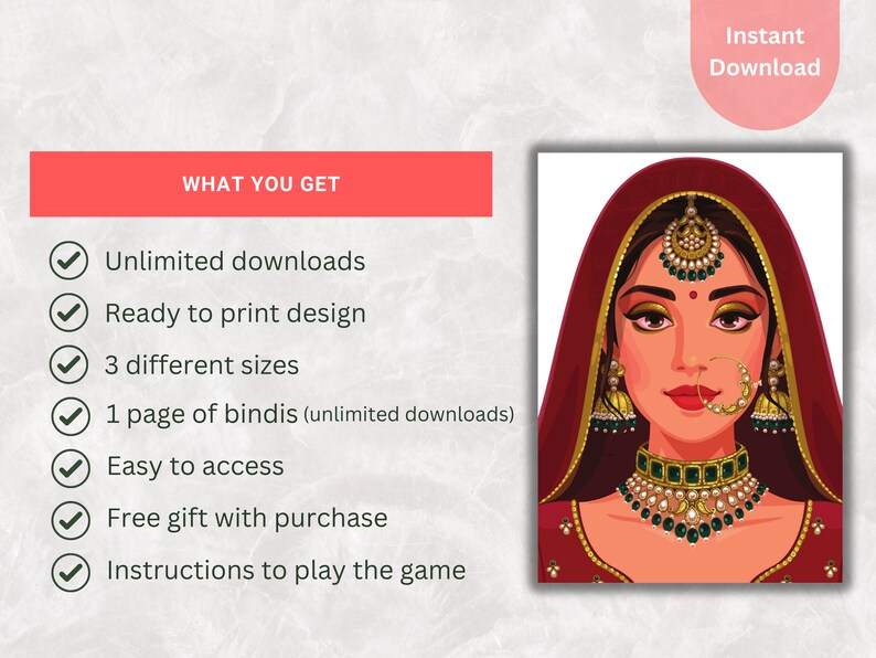 Pin the Bindi/bhindi on the Bride Poster Indian Wedding Game Bridal ...