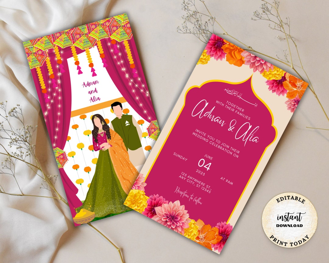 Mehndi Invitation Dholki Invitation Mayoun Invitation Indian Wedding ...