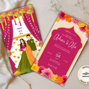 Mehndi Invitation Dholki Invitation Mayoun Invitation Indian Wedding ...