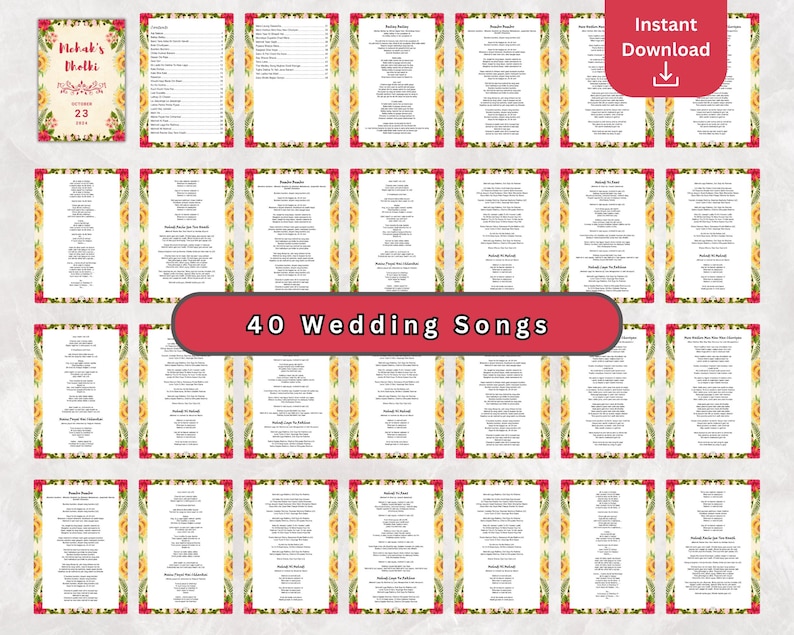 Dholki Songbook Mehndi Songs Lyrics Sangeet Songbook Indian Songs ...