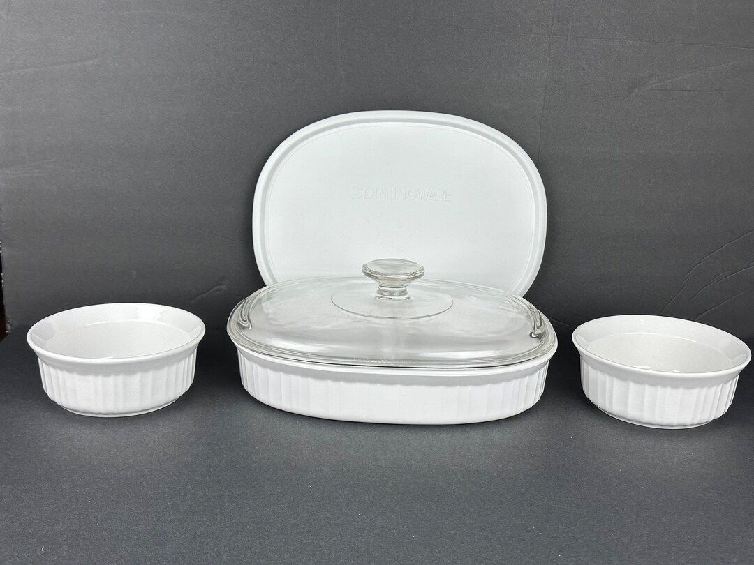 Vintage Corning Ware French White Divided Oval Casserole/vegetable ...
