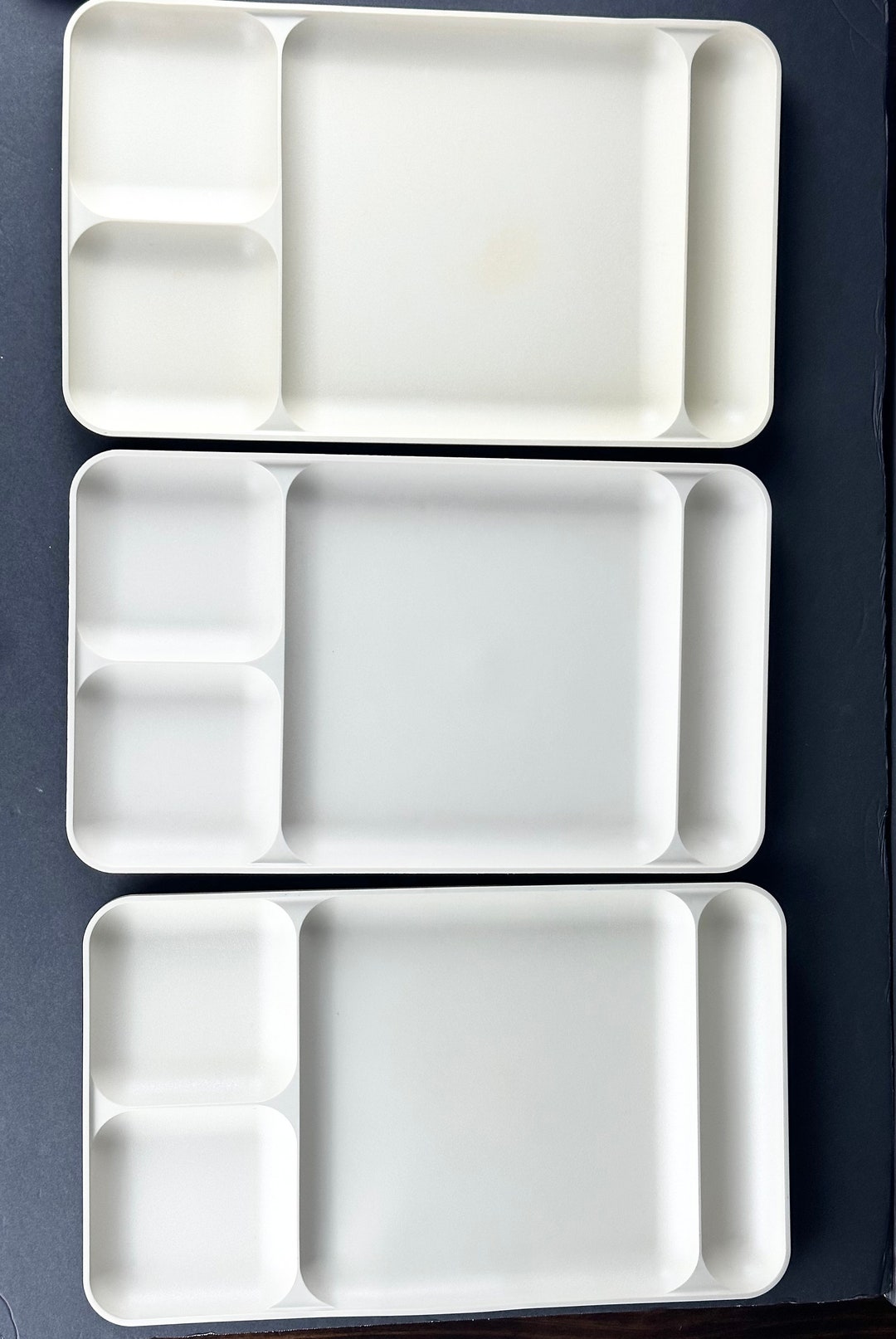Set of 3 Vintage Tupperware 1535 Almond Beige Divided Lunch TV Dinner ...