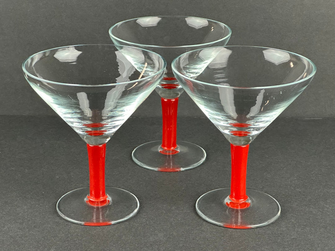 Candy Red Stemmed Martini Glass-large Clear Cup and Base-holiday ...