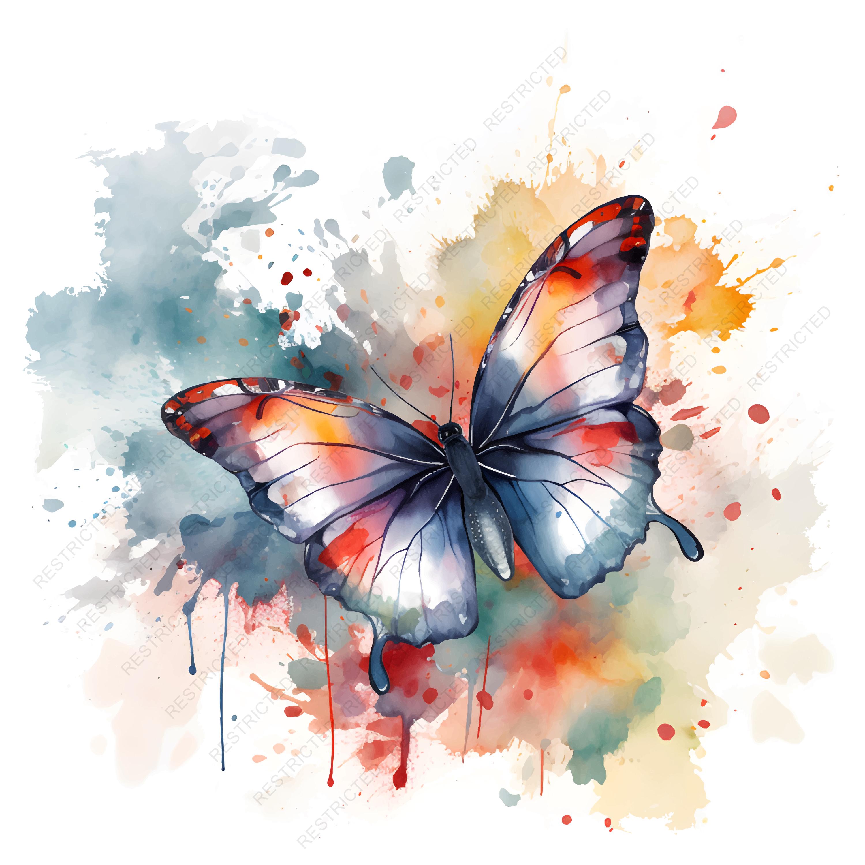 10 Butterfly Clipart, Vector Watercolor File, Watercolor Butterfly ...