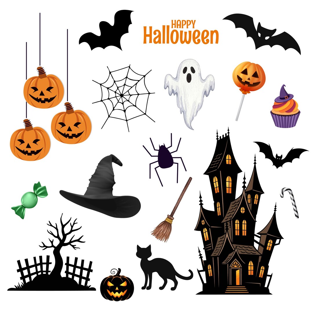 17 PNG Halloween Clipart, High Quality Pngs, Digital Download, Paper ...