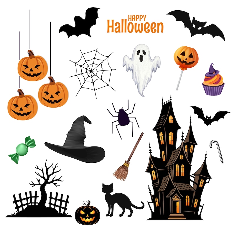 17 PNG Halloween Clipart, High Quality Pngs, Digital Download, Paper ...