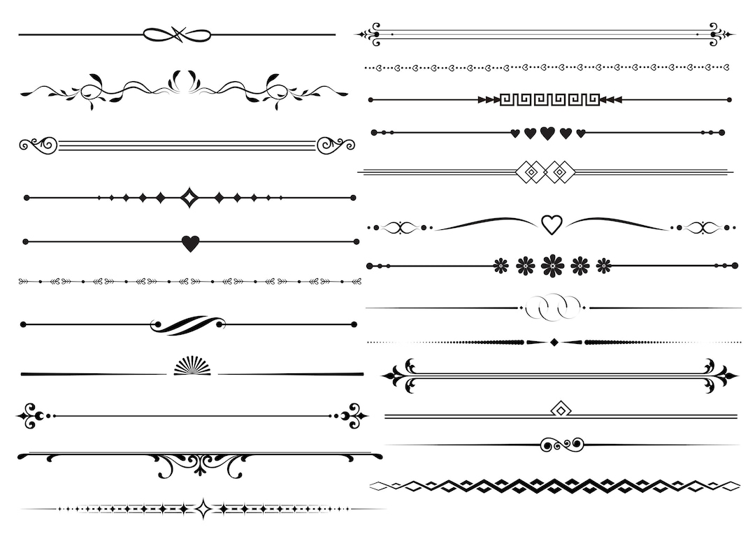 24 Dividers Borders, Decorative Text Dividers, Text Dividers Cut File ...