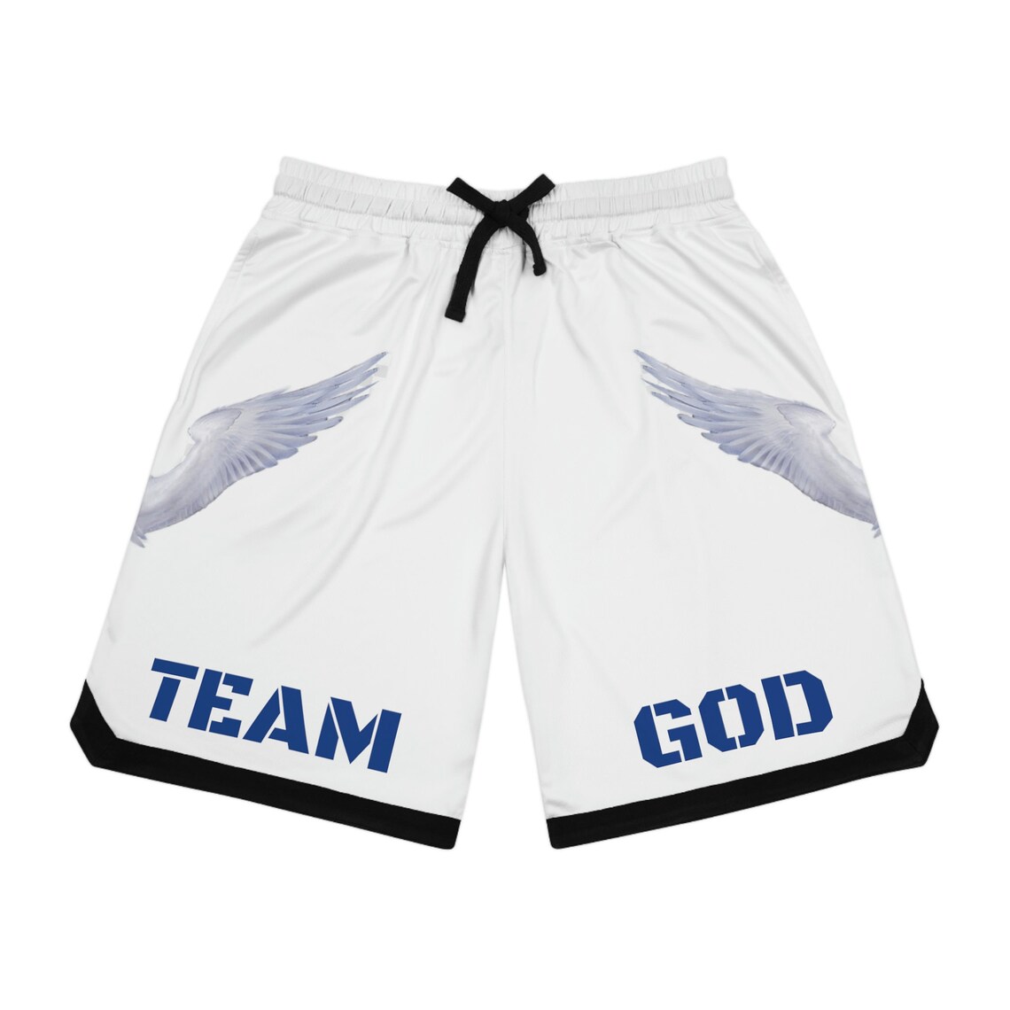 White Team God Basketball Shorts navy Blue Print With Wings - Etsy