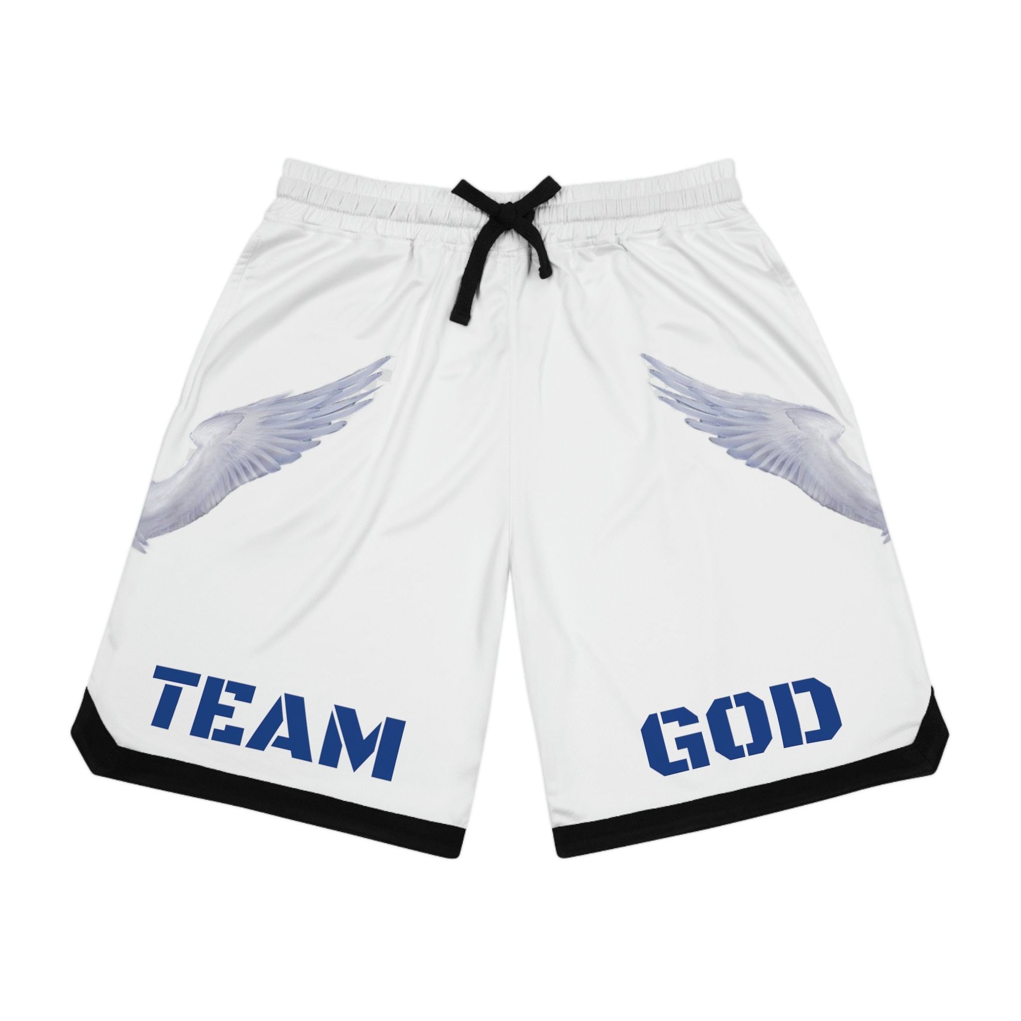 White Team God Basketball Shorts navy Blue Print With Wings - Etsy