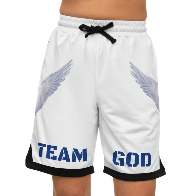 White Team God Basketball Shorts navy Blue Print With Wings - Etsy