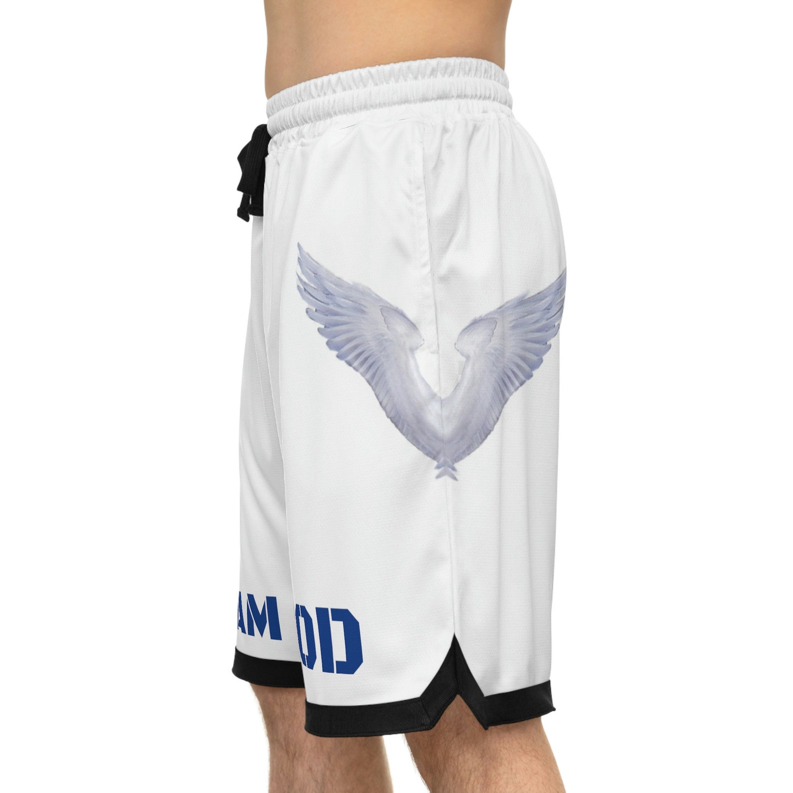 White Team God Basketball Shorts navy Blue Print With Wings - Etsy