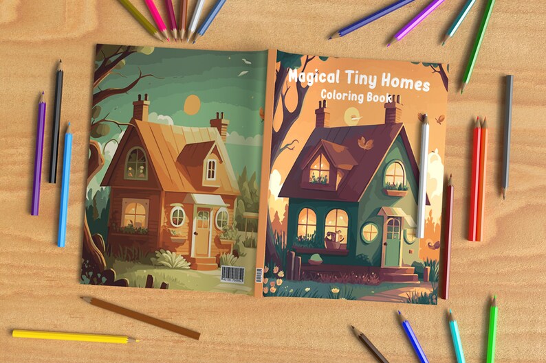 Magical Tiny Homes Coloring Book Cover, Magical Fairy Houses Book Cover ...