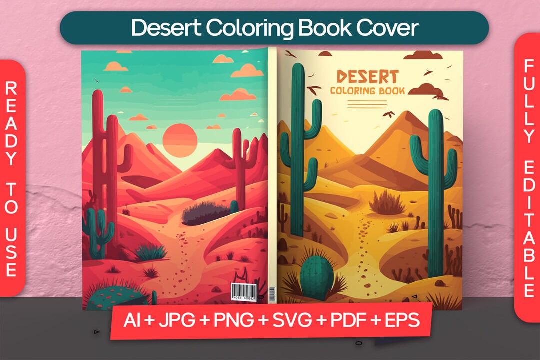 Desert Coloring Book Cover for Kdp, Desert Book Cover, Desert Coloring ...