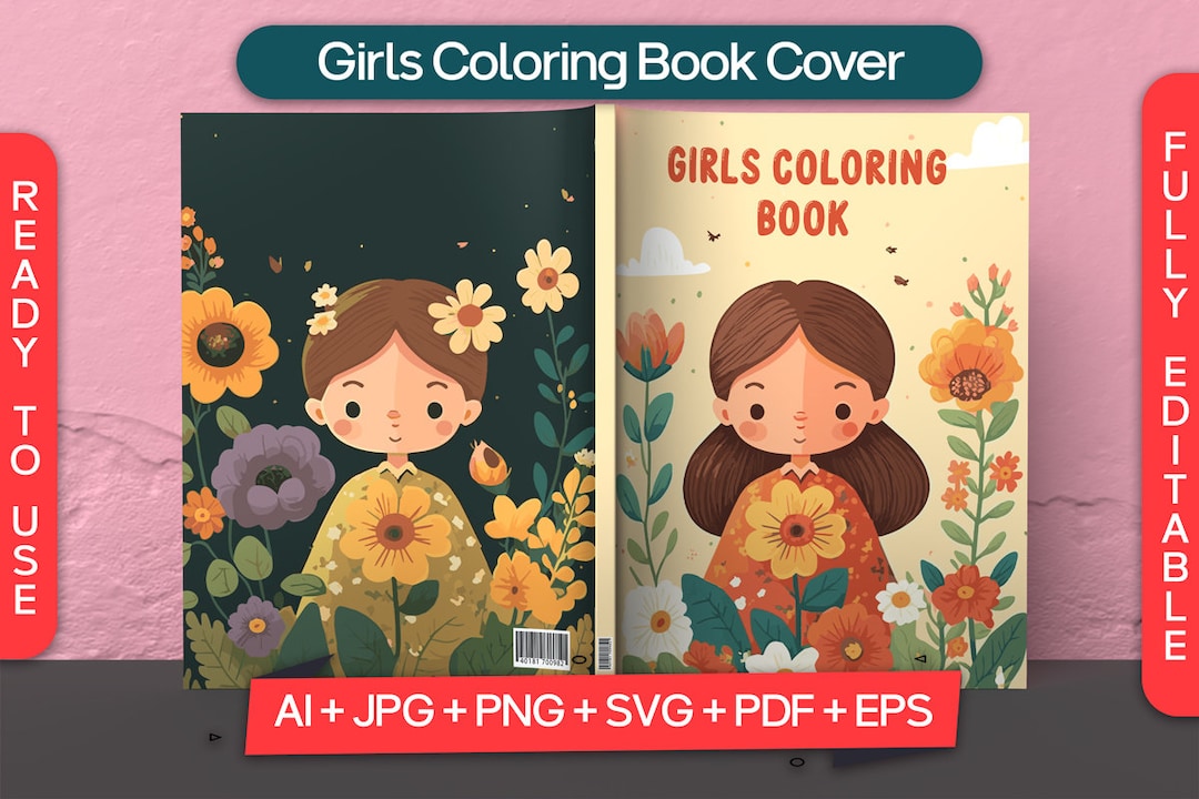 Girls Coloring Book Cover for Kdp, Kdp Paperback Cover, Low and High ...