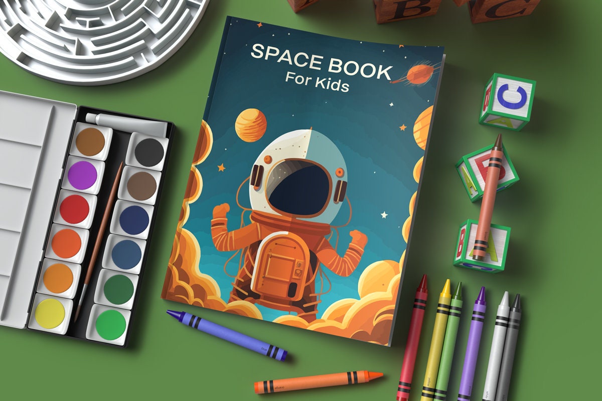 Space Book Cover for Kids, Boys Coloring Kdp Cover, Colouring Book Pdf ...