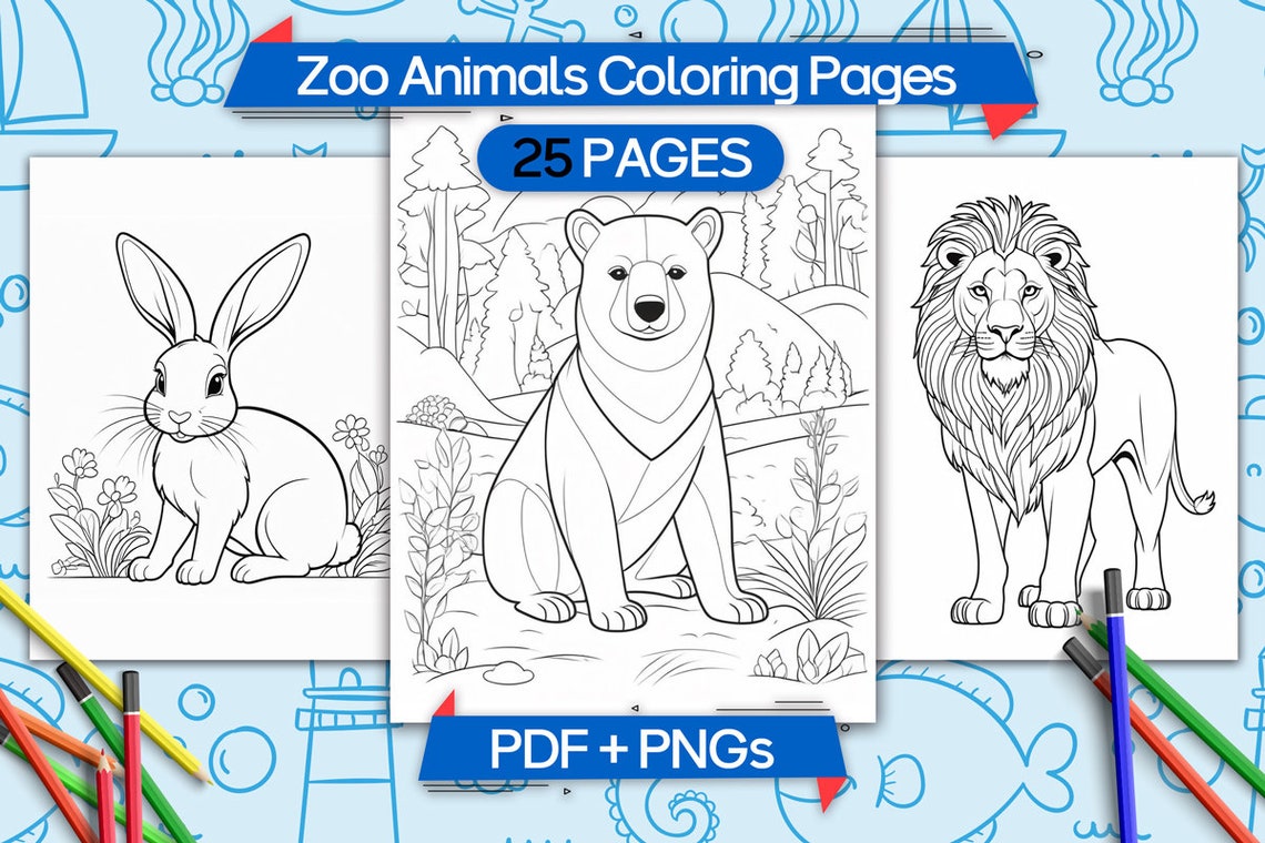 Zoo Animals Coloring Pages for Kids,animal Coloring Sheets, Printable ...