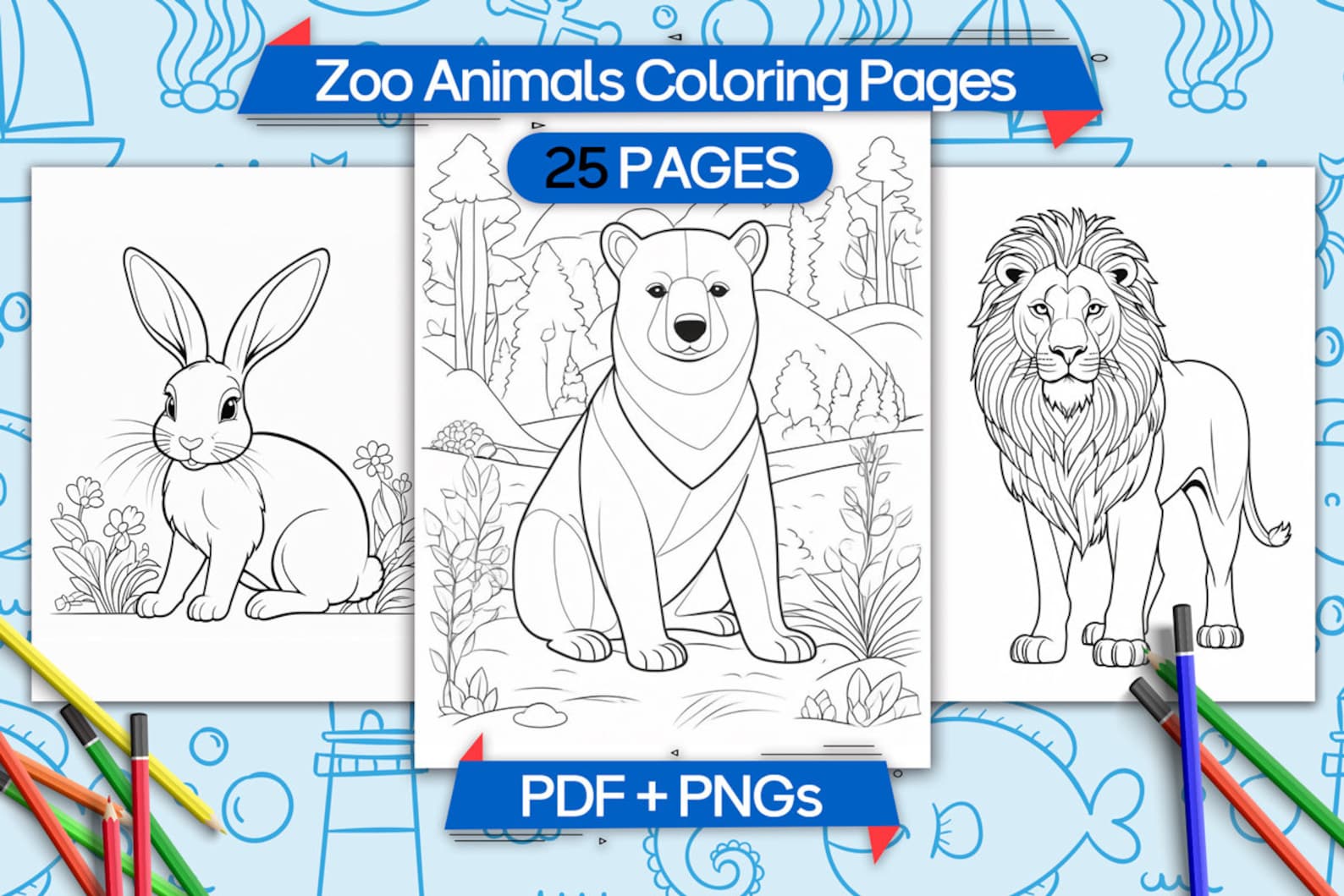 Zoo Animals Coloring Pages for Kids,animal Coloring Sheets, Printable ...