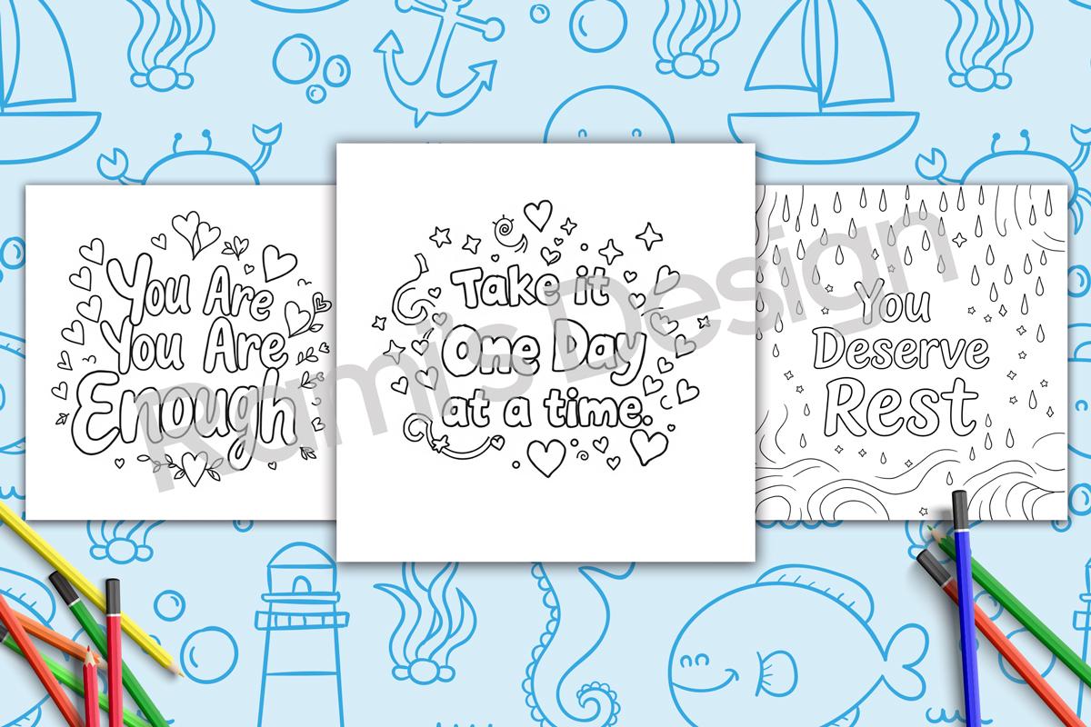 Mental Health Coloring Pages | Positive Affirmation Therapy Tools for ...