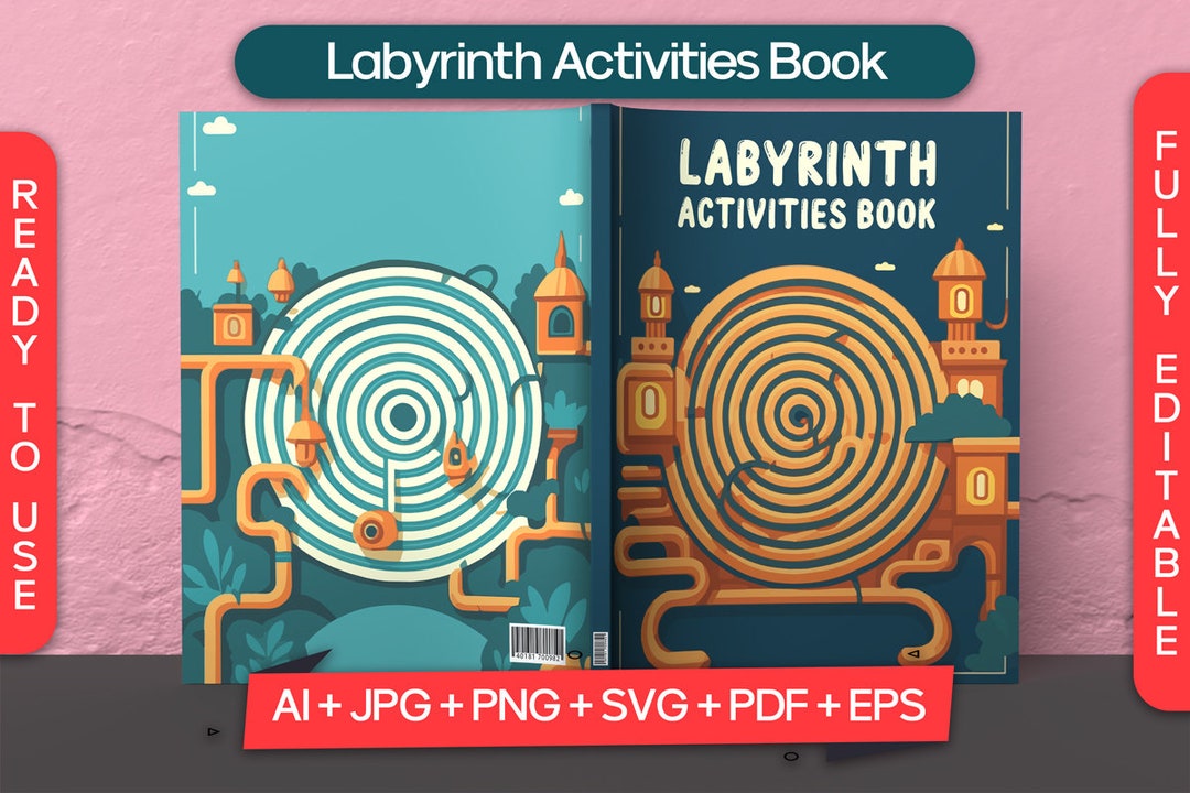 Labyrinth Activity Book Cover for Kdp, Mazes Kdp Book Cover, Game Book ...