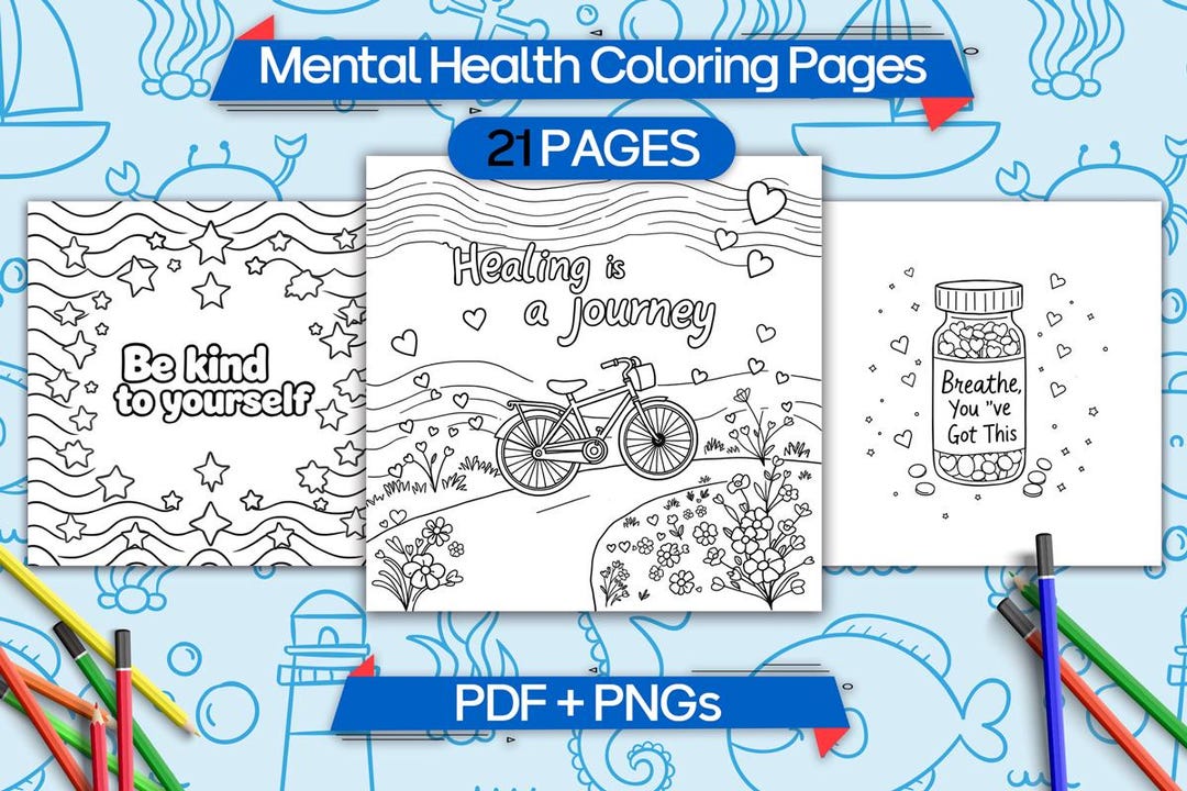 Mental Health Coloring Pages Positive Affirmation Therapy Tools for ...