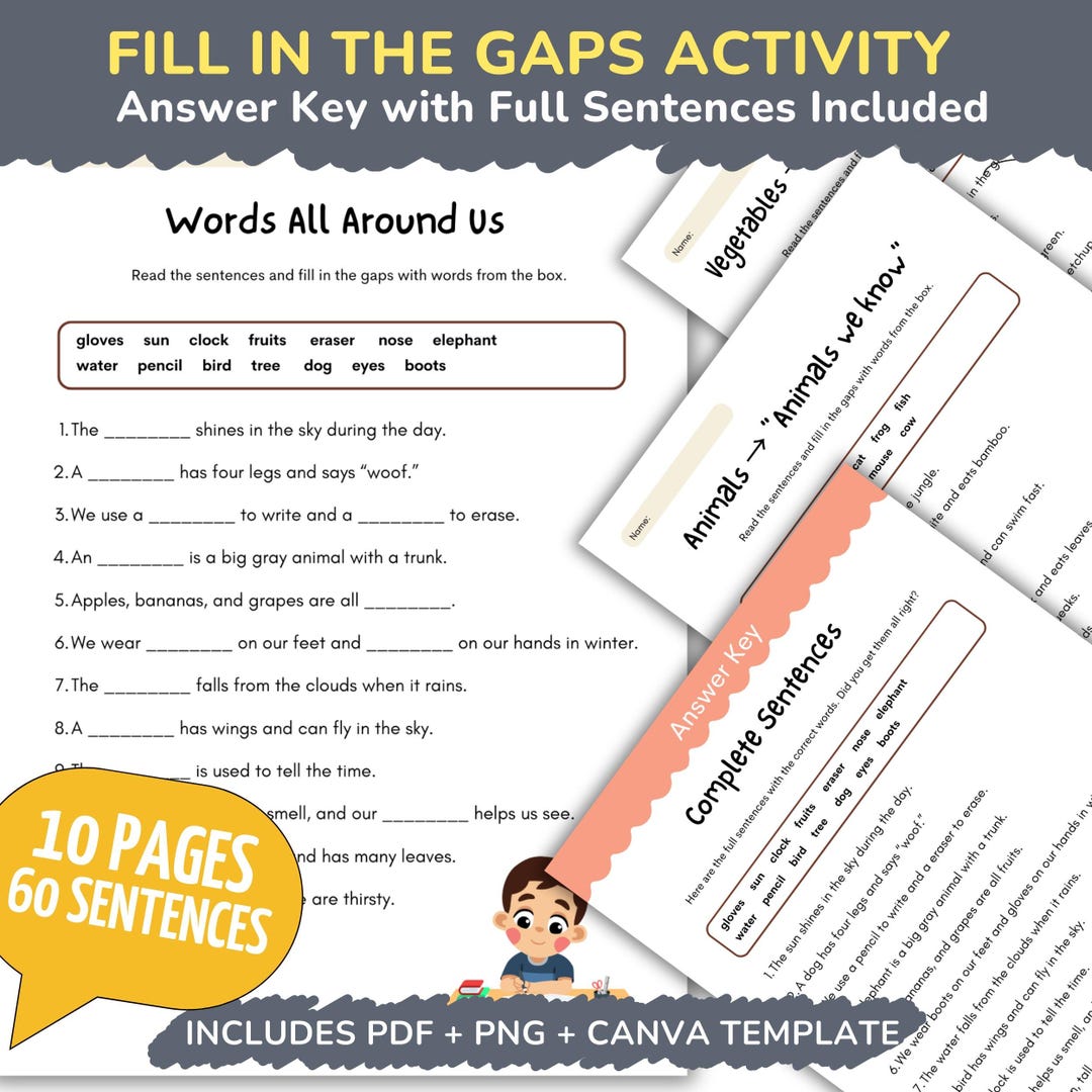 Fill in the Gaps Activity Worksheet, CVC Word Missing Fill in the ...