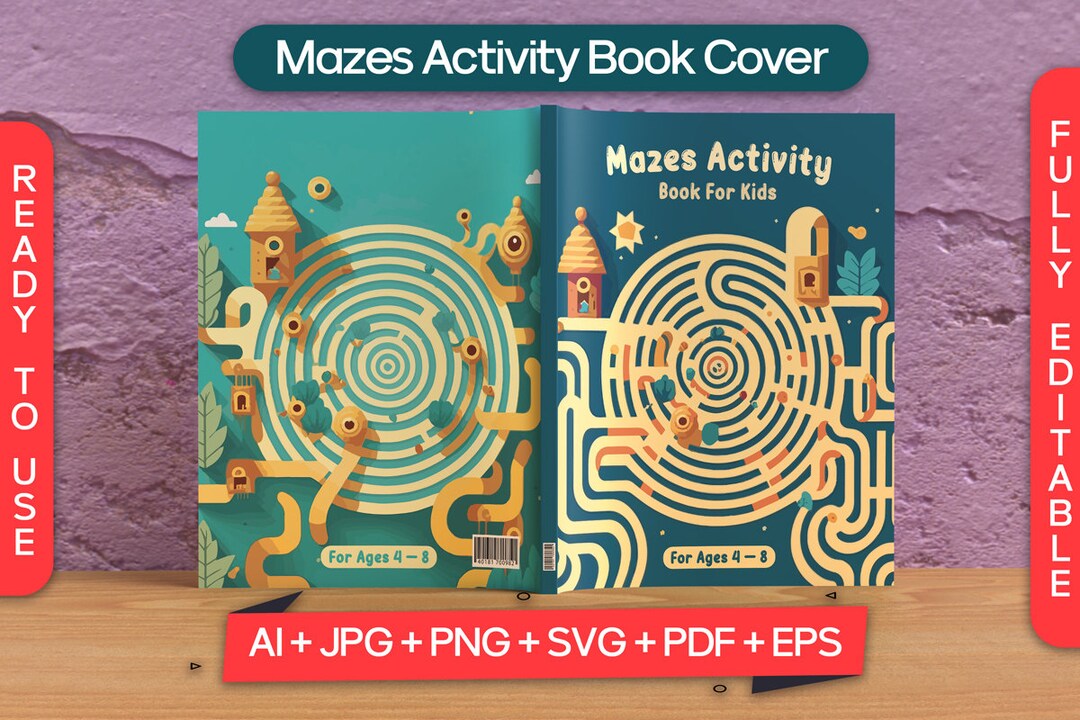 Mazes Activity Book Cover for Kdp, Activity Book Cover, Games Book ...