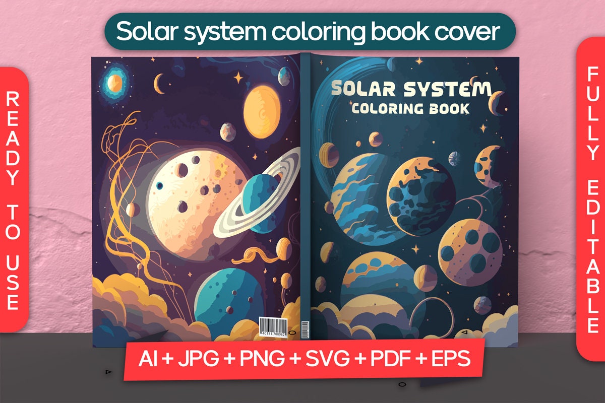 Solar System Coloring Book Cover, Outer Space Book Cover, Astronomy ...