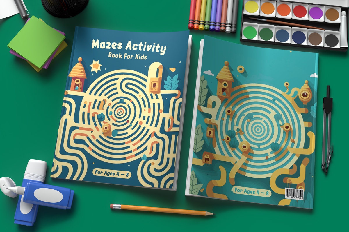 Mazes Activity Book Cover for Kdp, Activity Book Cover, Games Book ...