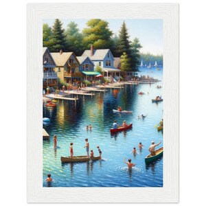 Summer Lakeside Leisure Impressionist Framed Wall Art Print - Etsy