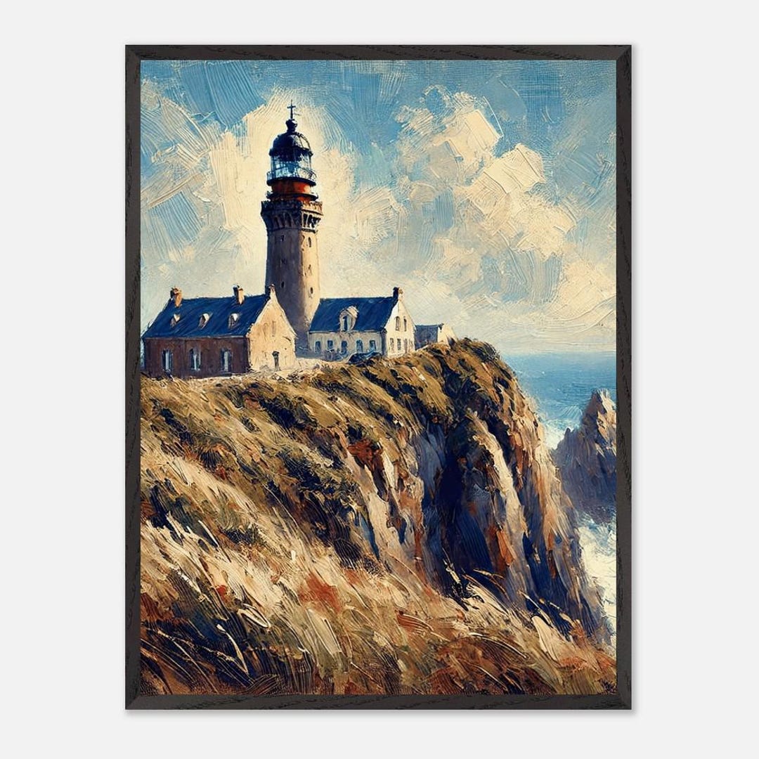 Ocean Cliffside Lighthouse | Impressionist Art Print - Etsy