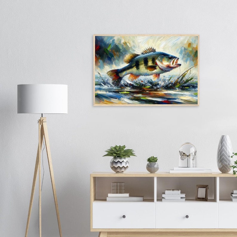 Largemouth Bass Framed Print | Impressionist Painting| Fishing Wall Art ...
