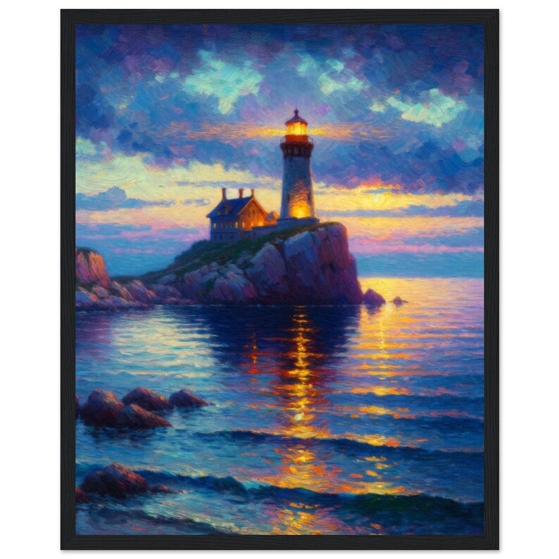 Lighthouse at Sunset – Impressionist Scenic Wall Art for Home Decor - Etsy