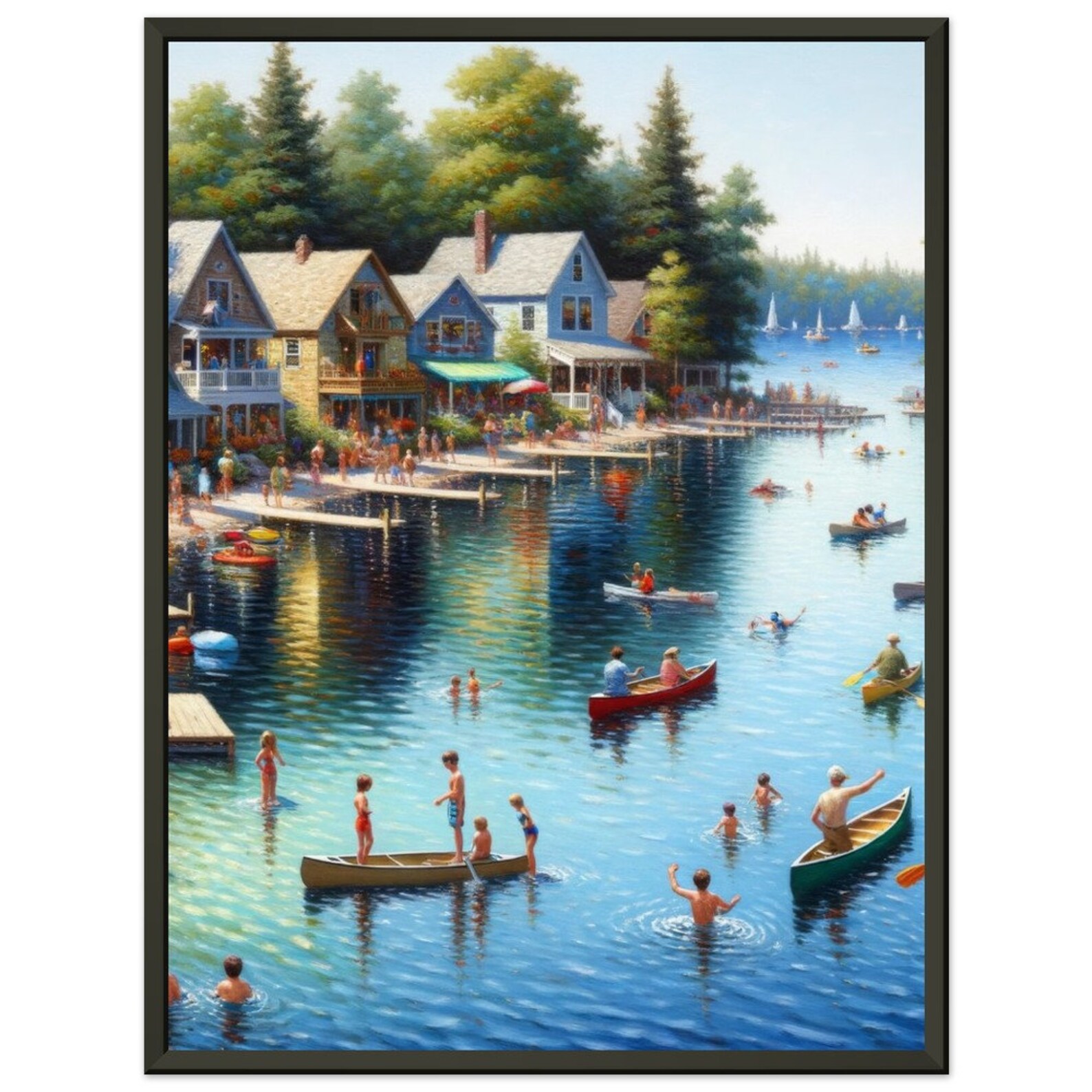 Summer Lakeside Leisure - Impressionist Framed Wall Art Print - Etsy