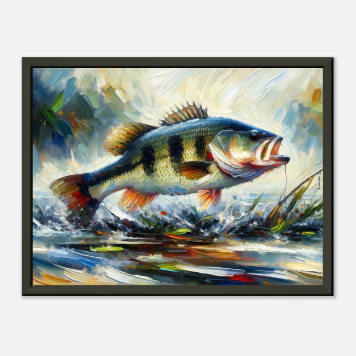 Largemouth Bass Framed Print | Impressionist Painting| Fishing Wall Art ...