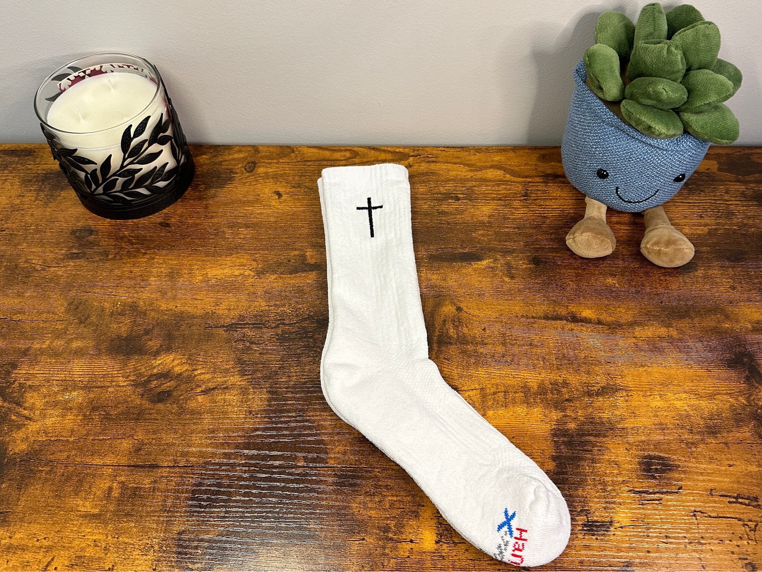 Cross Embroidery Socks, Crew Socks 6 12 Embroidered, Custom Embroidery ...