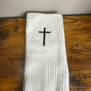 Cross Embroidery Socks, Crew Socks 6 12 Embroidered, Custom Embroidery ...