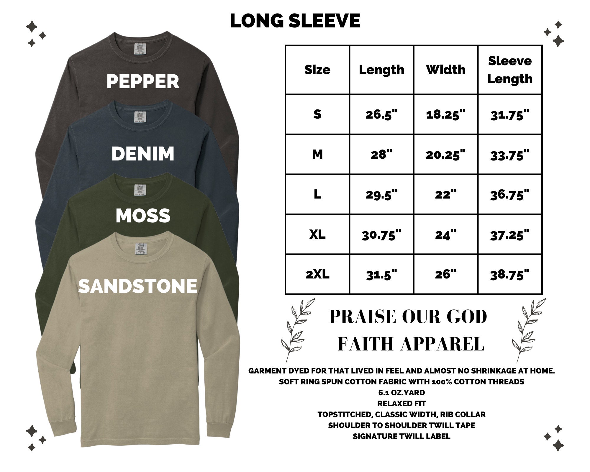 Cross Embroidered Long Sleeve Shirt, Comfort Color, Christian Clothing ...